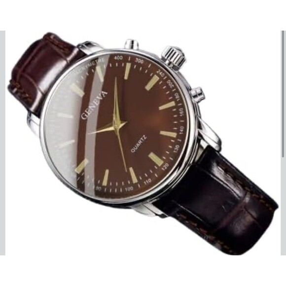 Geneva | Accessories | New Mens Geneva Quartz Watch Brown Faux Leather ...